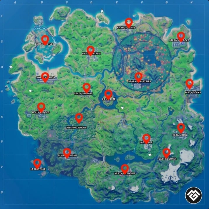 Fortnite : lieux-dits saison 4 chapitre 2, en visiter 5 différents en ...