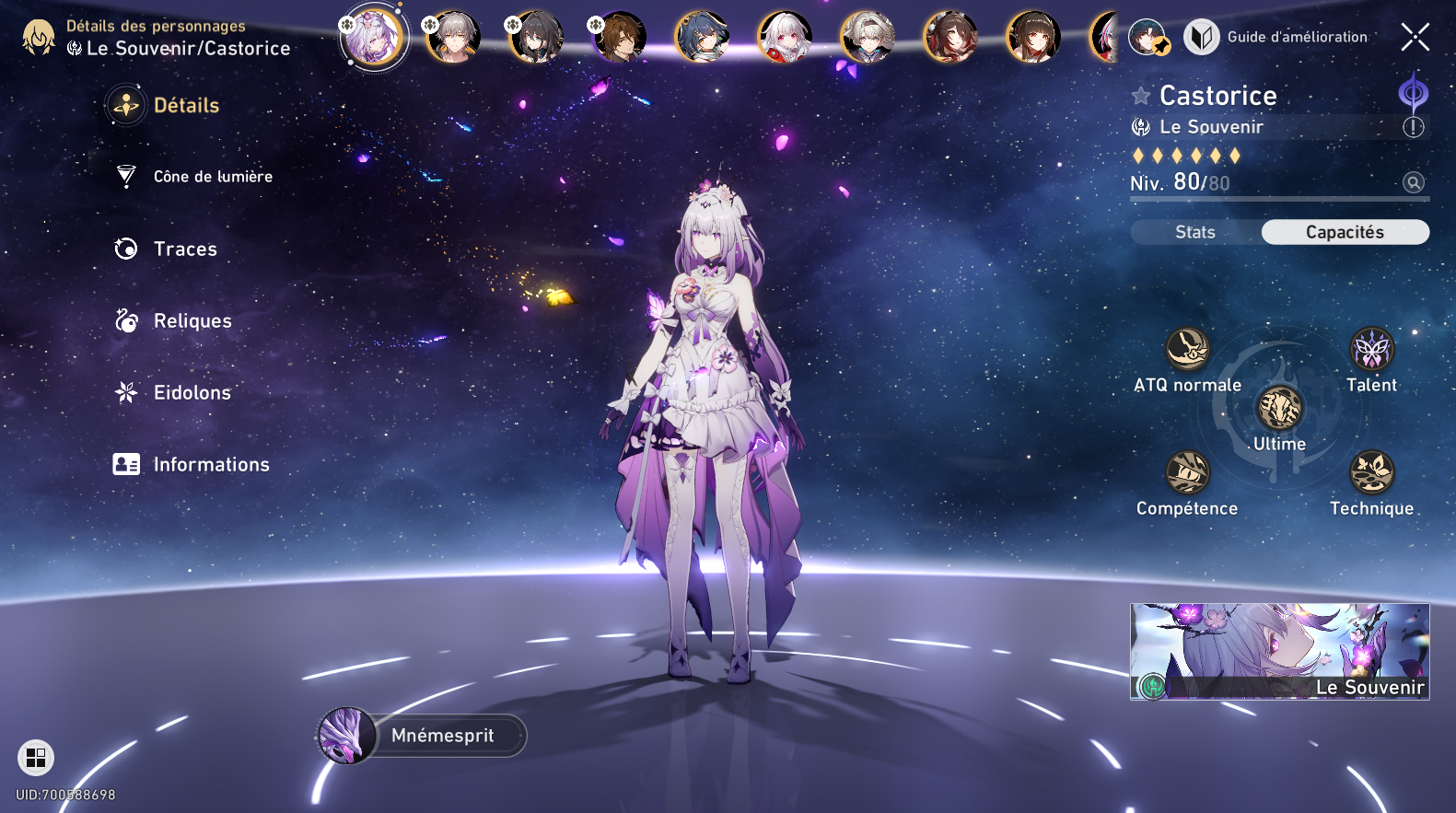 Castorice build Honkai Star Rail : team, cône, compétences, reliques ...