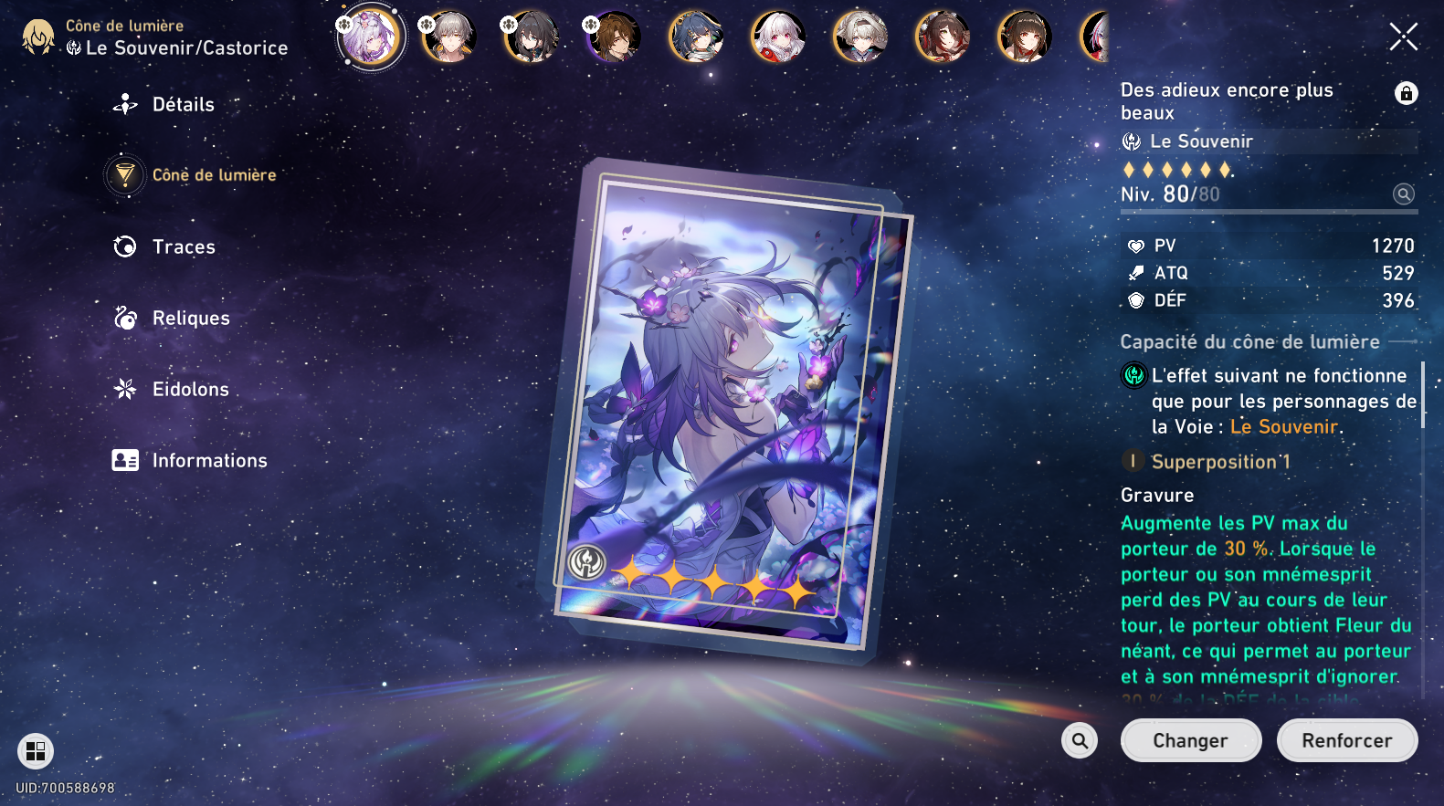 Castorice build Honkai Star Rail : team, cône, compétences, reliques ...