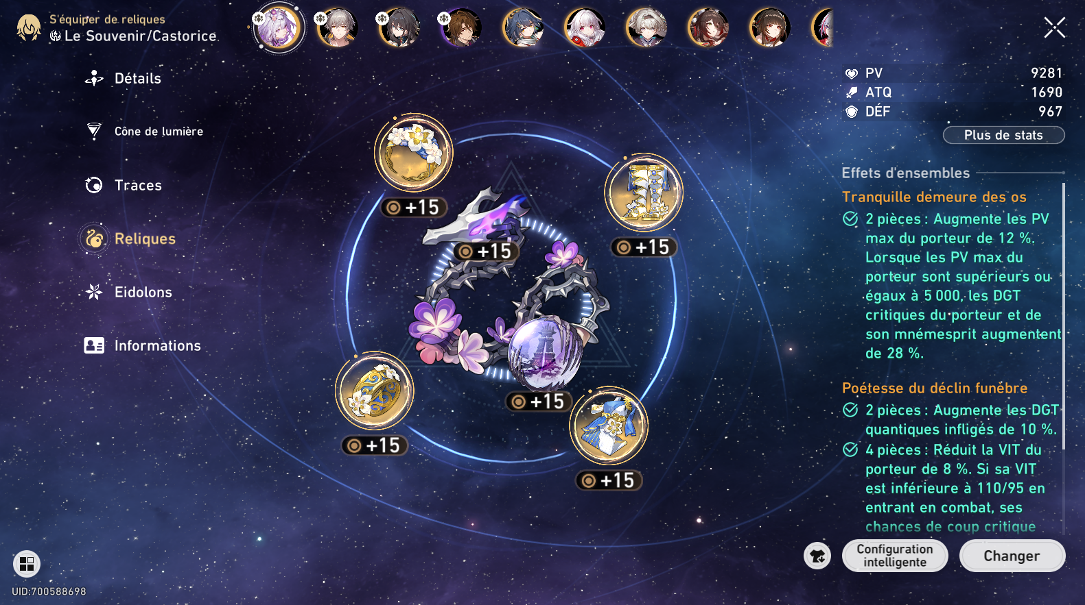 Castorice build Honkai Star Rail : team, cône, compétences, reliques ...