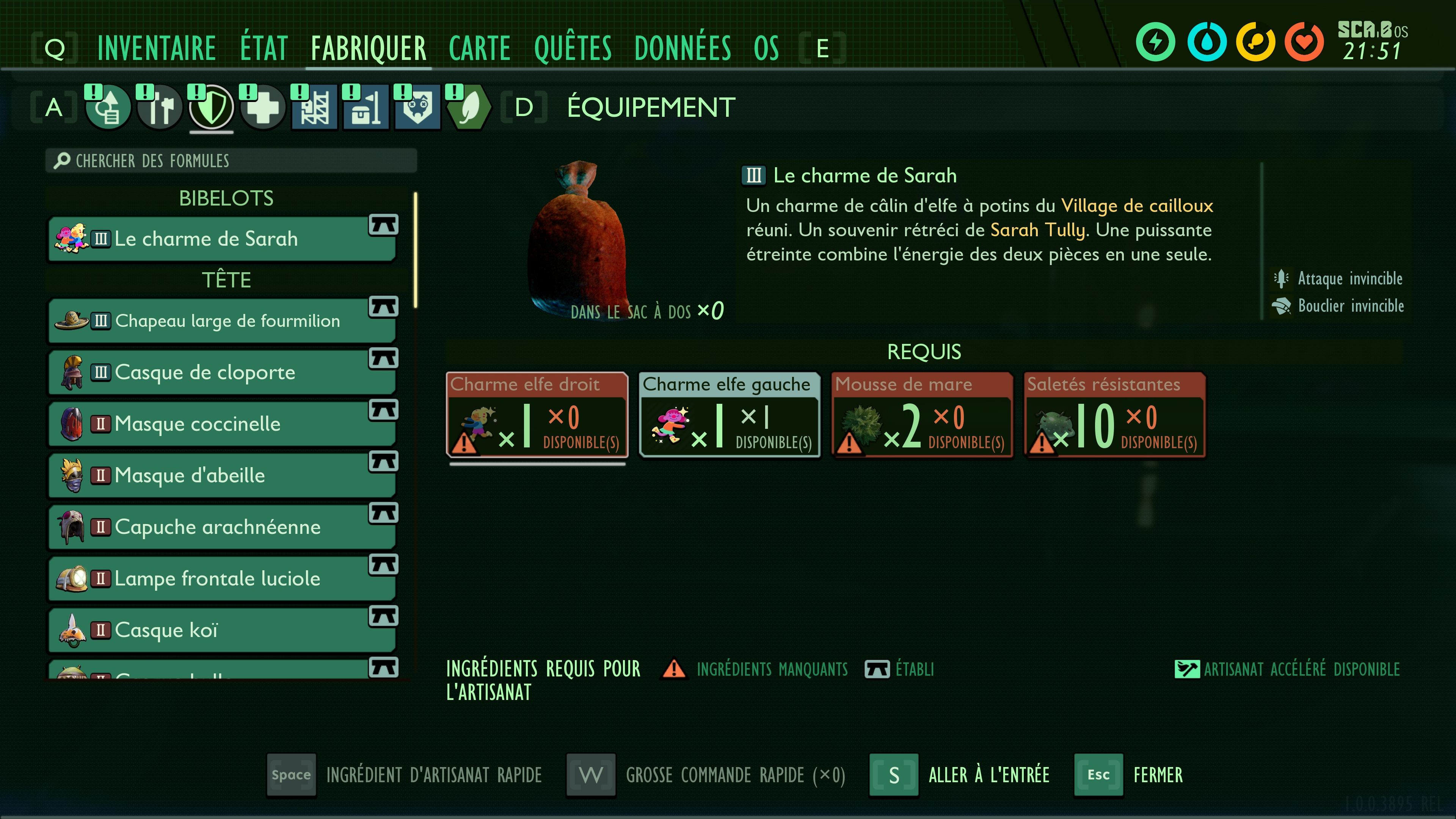 Elfe Grounded : Position des deux moitiés du charme de Sarah - Millenium