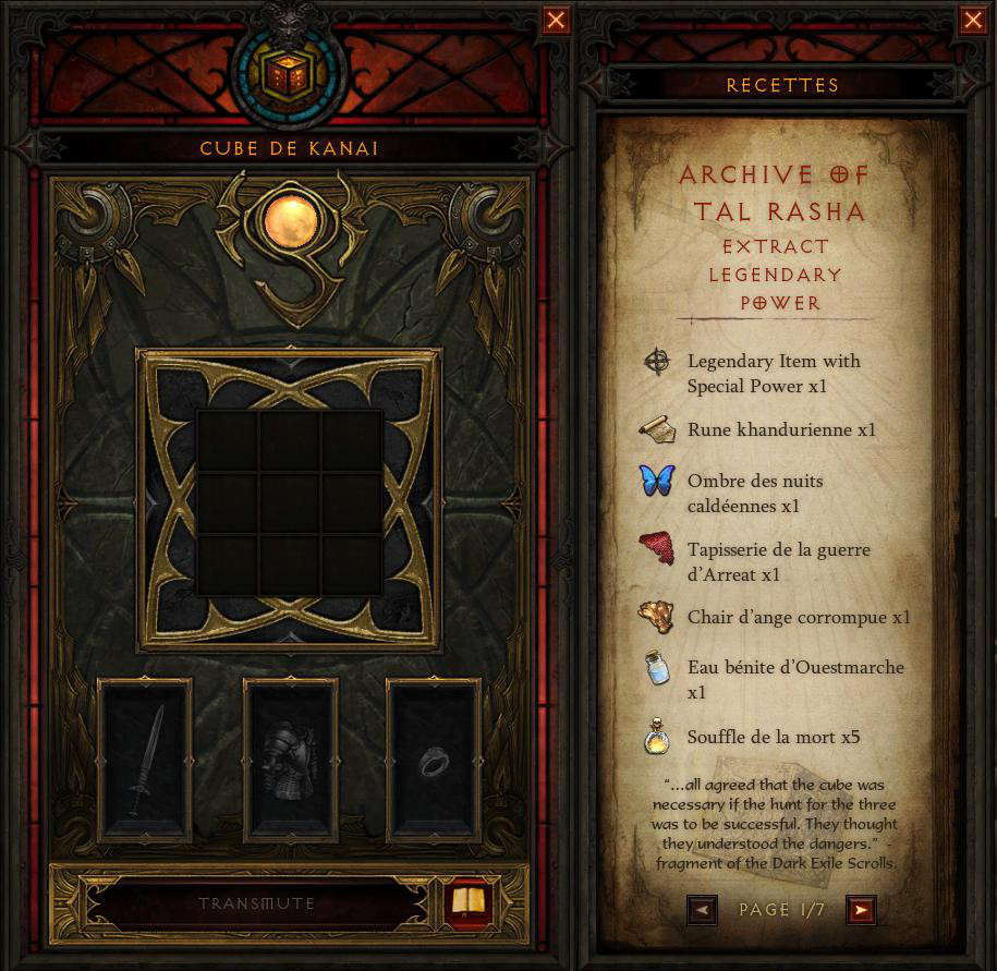 Diablo 3 : Cube de Kanai, Kanai's cube, position - Millenium