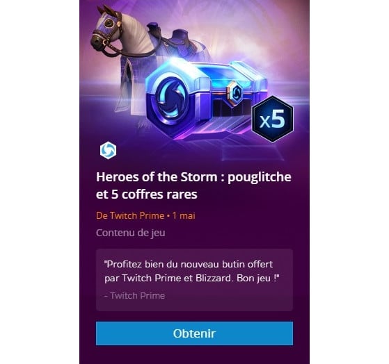 Mai - HotS - Récompenses Twitch Prime 2018 coffre monture - Millenium