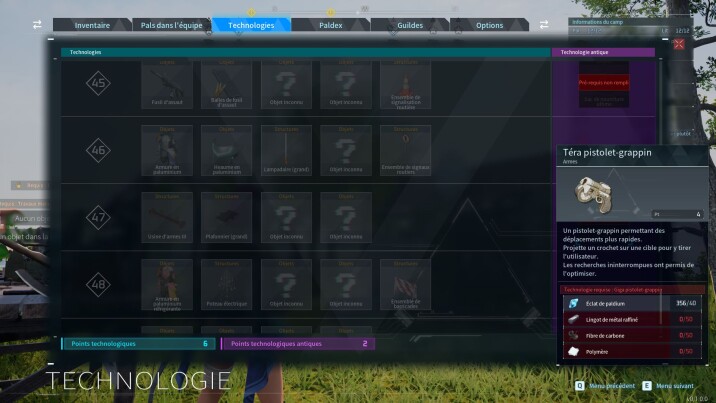 Grappin Palworld : Comment débloquer cette technologie antique pour vous déplacer plus ...