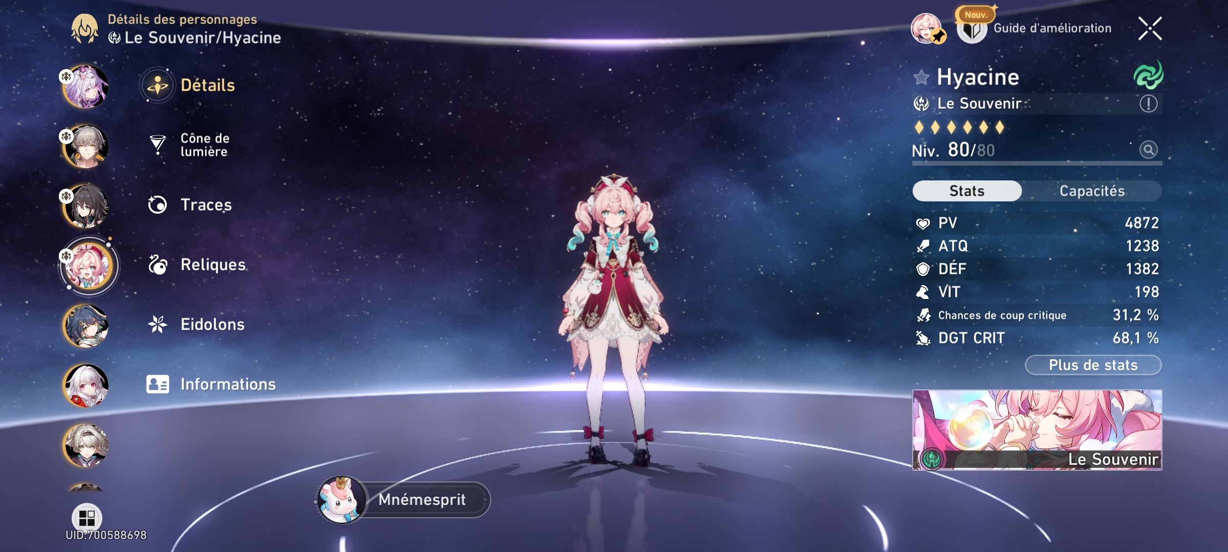 Hyacine build Honkai Star Rail : team, cône, compétences, reliques ...