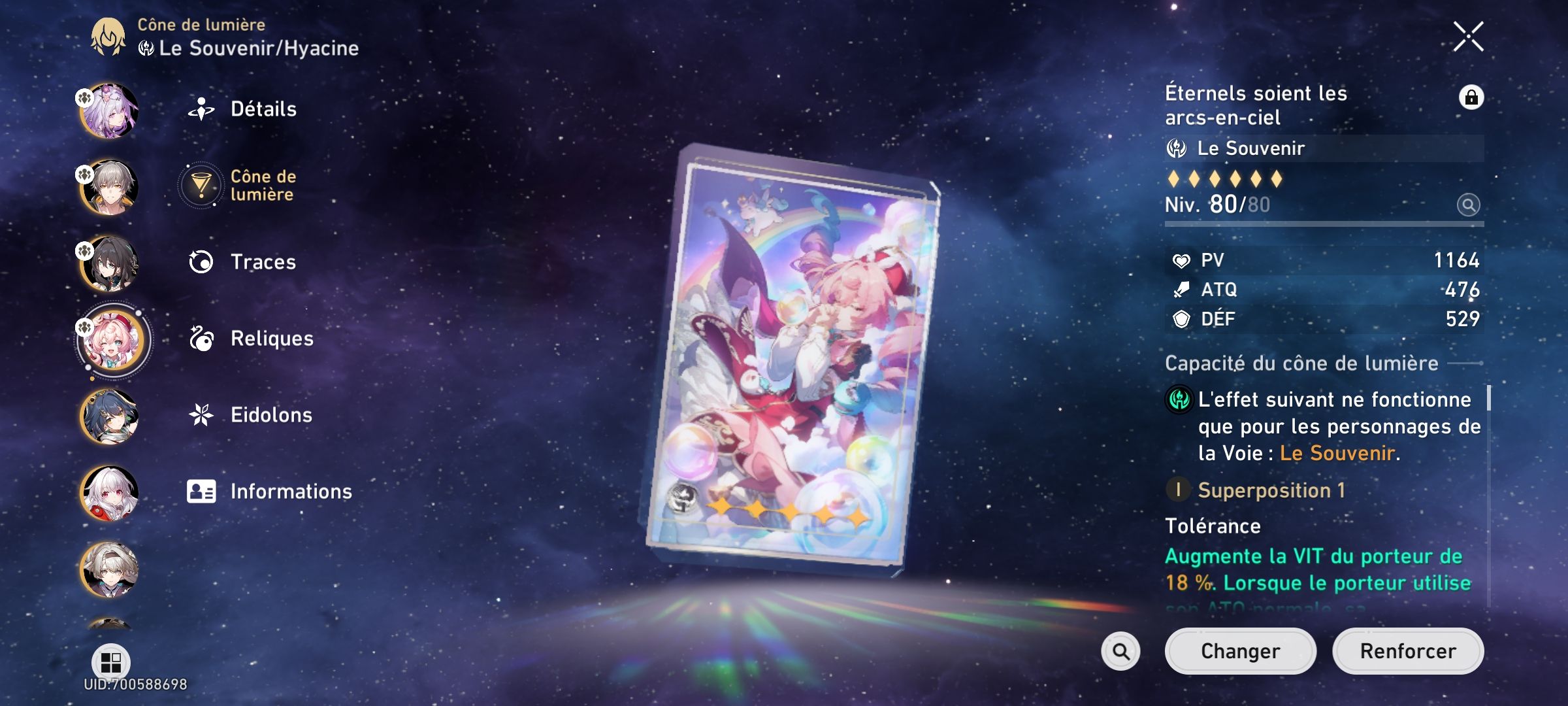 Hyacine build Honkai Star Rail : team, cône, compétences, reliques ...