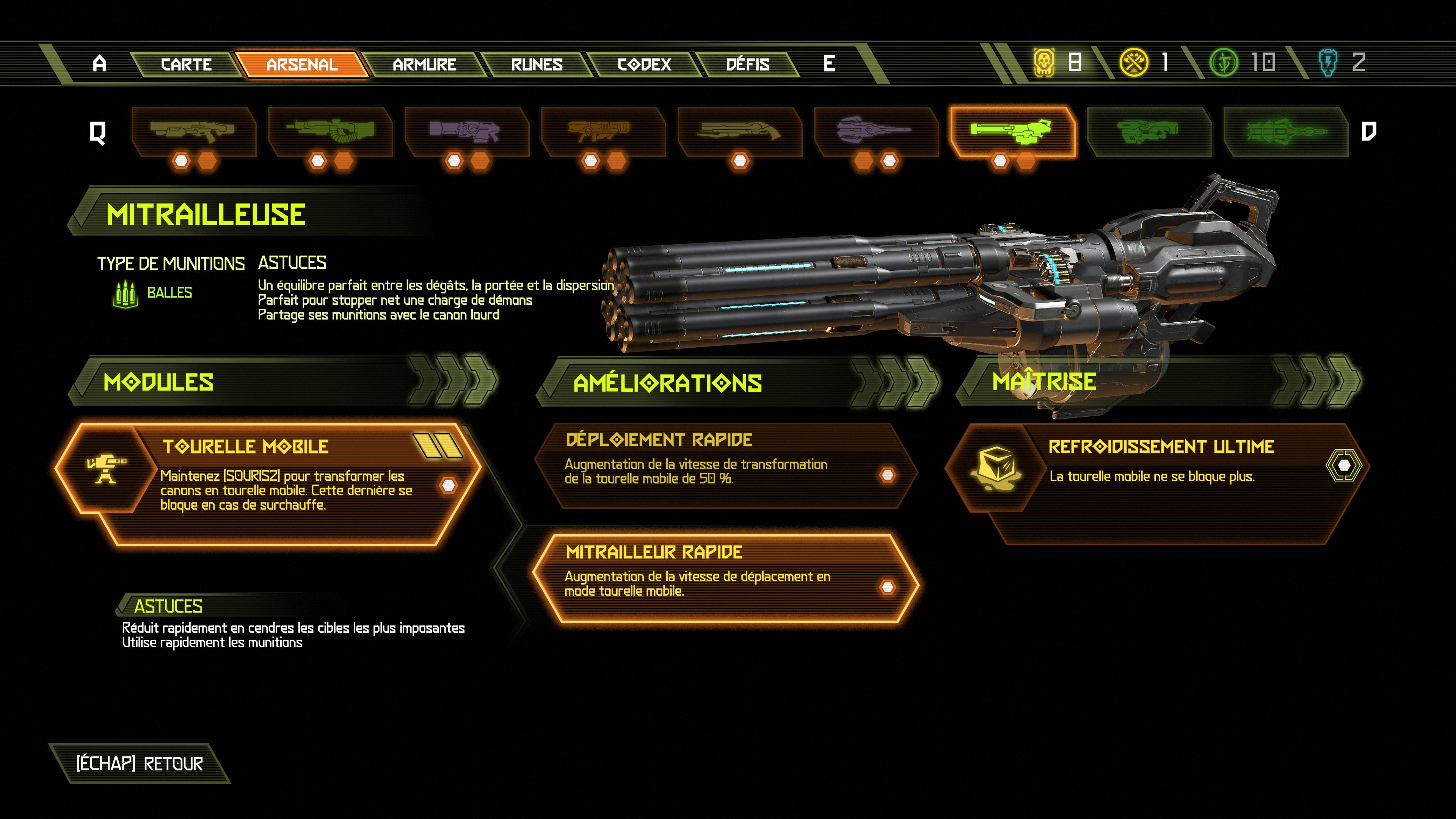 Mitrailleuse / Chaingun - Doom Eternal : Liste des armes & modules ...