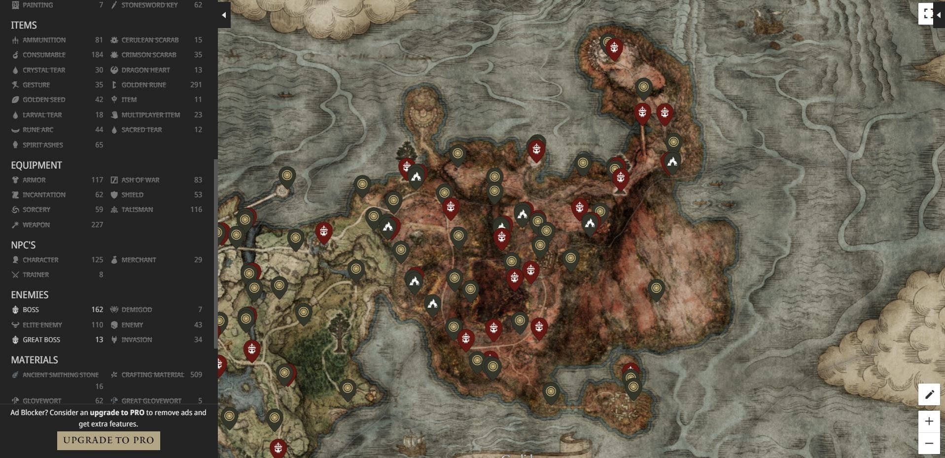 Carte interactive Elden Ring : Position des objets, boss et points d'intérêt - Millenium