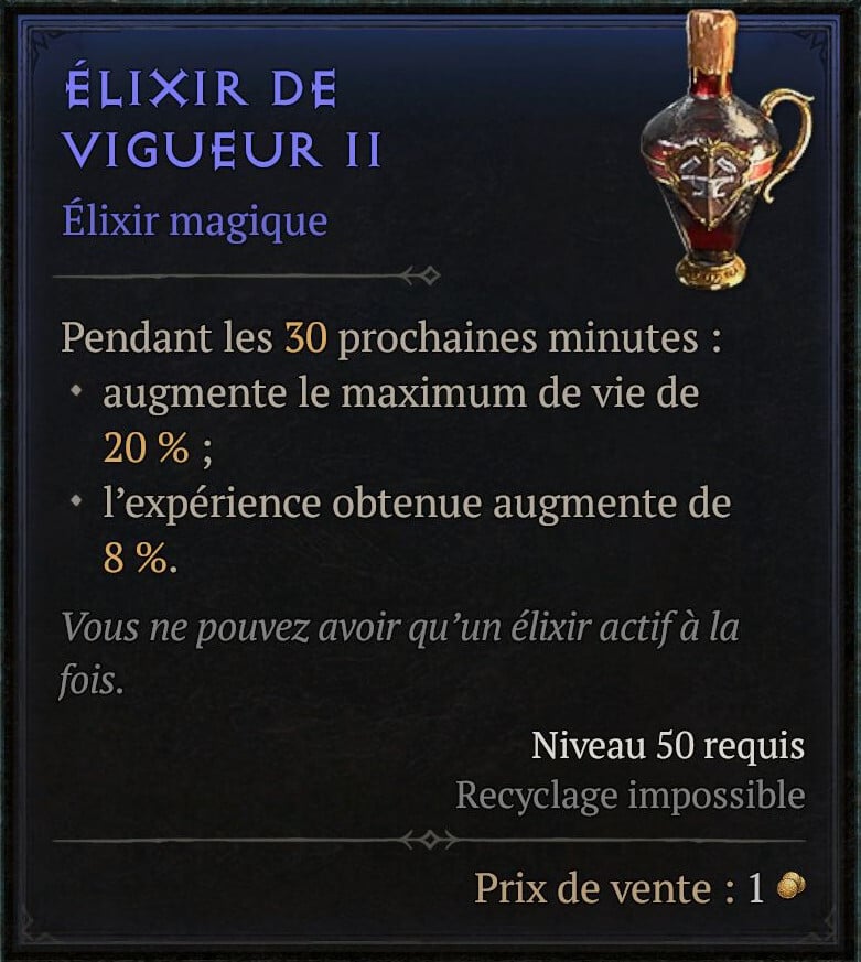 Élixir de Vigueur Diablo 4 Vessel of Hatred : Comment obtenir la recette et les fabriquer ...