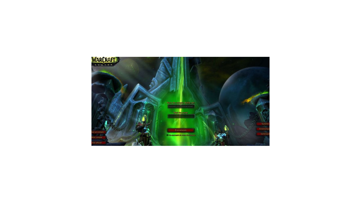 Écran de connexion de WoW : Legion - Millenium
