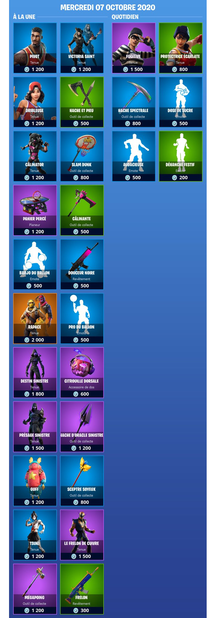 Fortnite : les skins Pivot et Dribleuse dans la boutique du 7 octobre ...