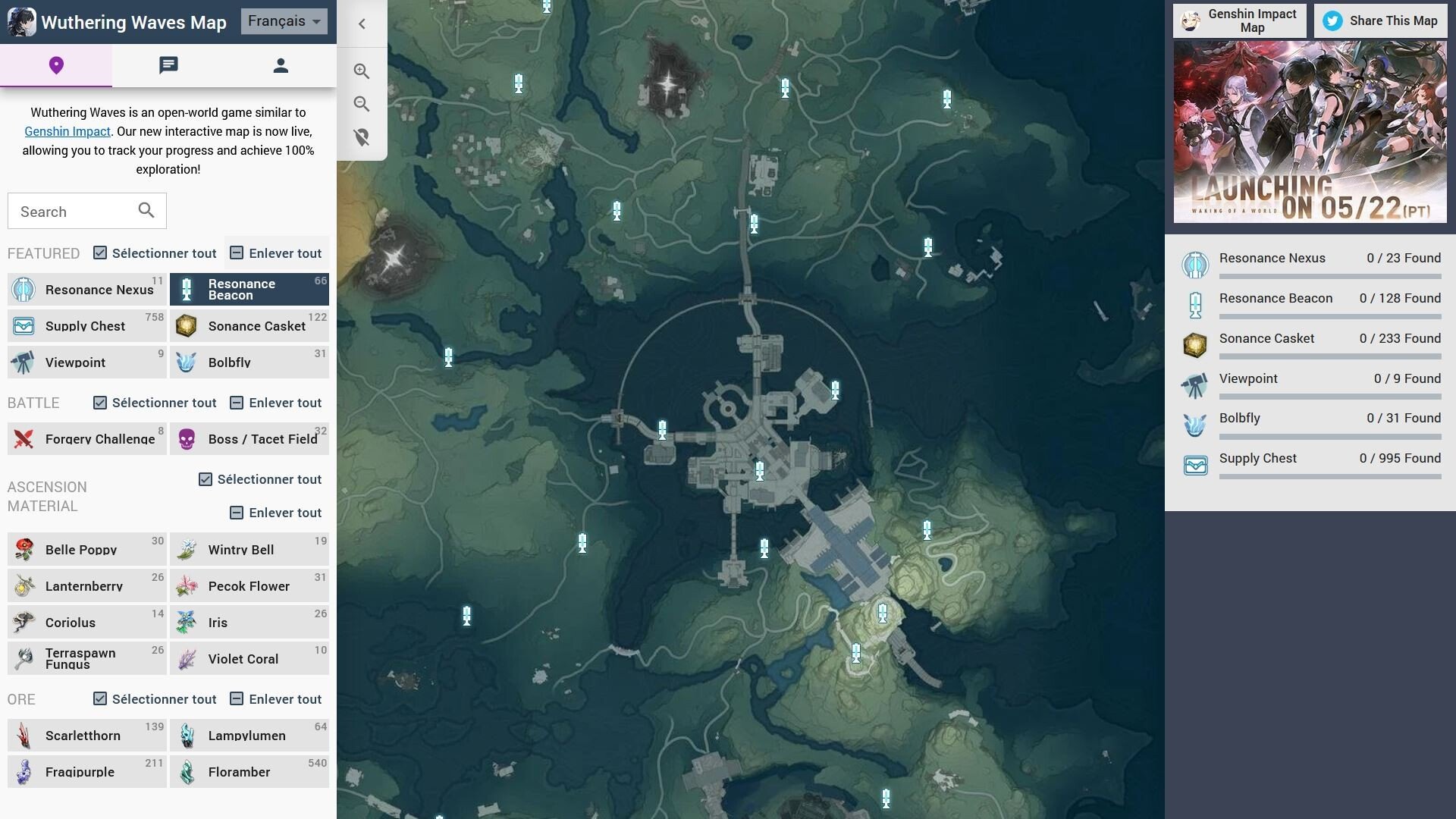 Carte interactive Wuthering Waves : la map complète pour tout trouver ...