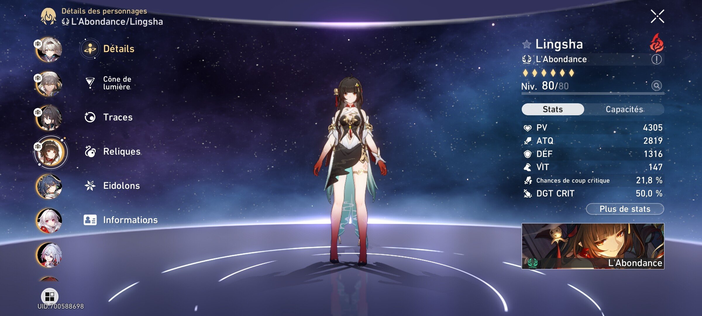 Lingsha Honkai Star Rail build : team, cône, compétences, reliques ...