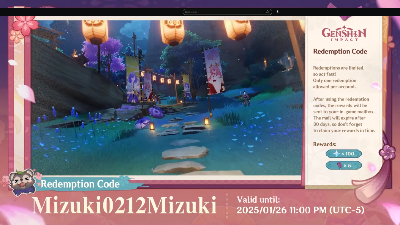 Codes live 5.4 Genshin Impact : Récupérez des primo-gemmes pour invoquer Mizuki - Millenium