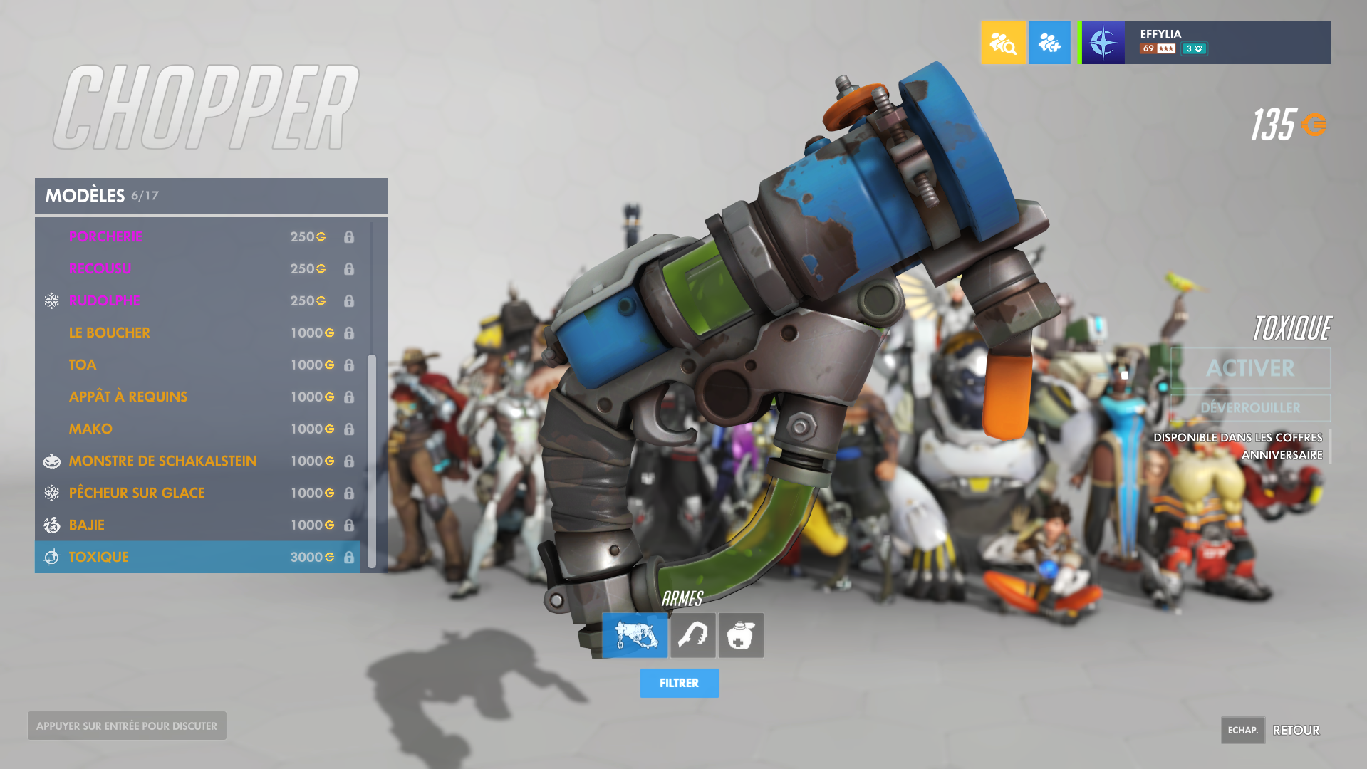 Overwatch Anniversaire 2019 : Skin légendaire Chopper Toxique - Millenium