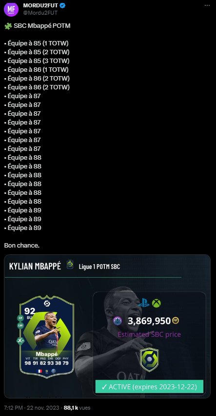 Vous rêvez d'obtenir cette carte POTM de Mbappé sur EA Sports FC 24 ...