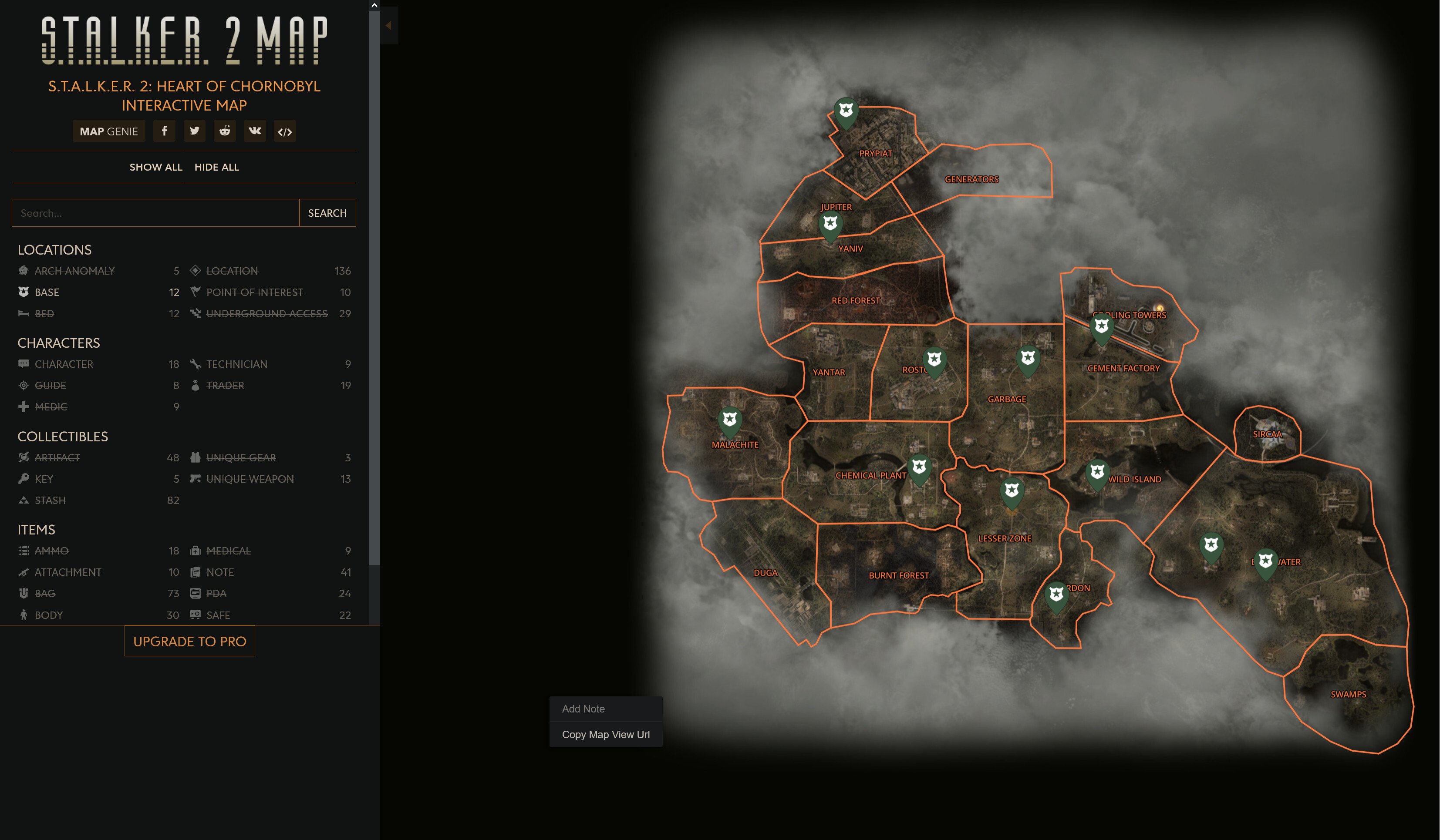 Carte interactive STALKER 2 : Artéfacts, armes, secrets, où les trouver ...