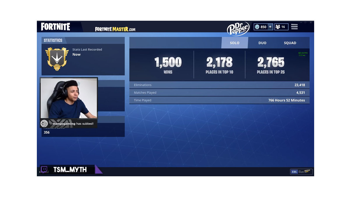 Fortnite : Myth atteint les 1500 wins - Millenium