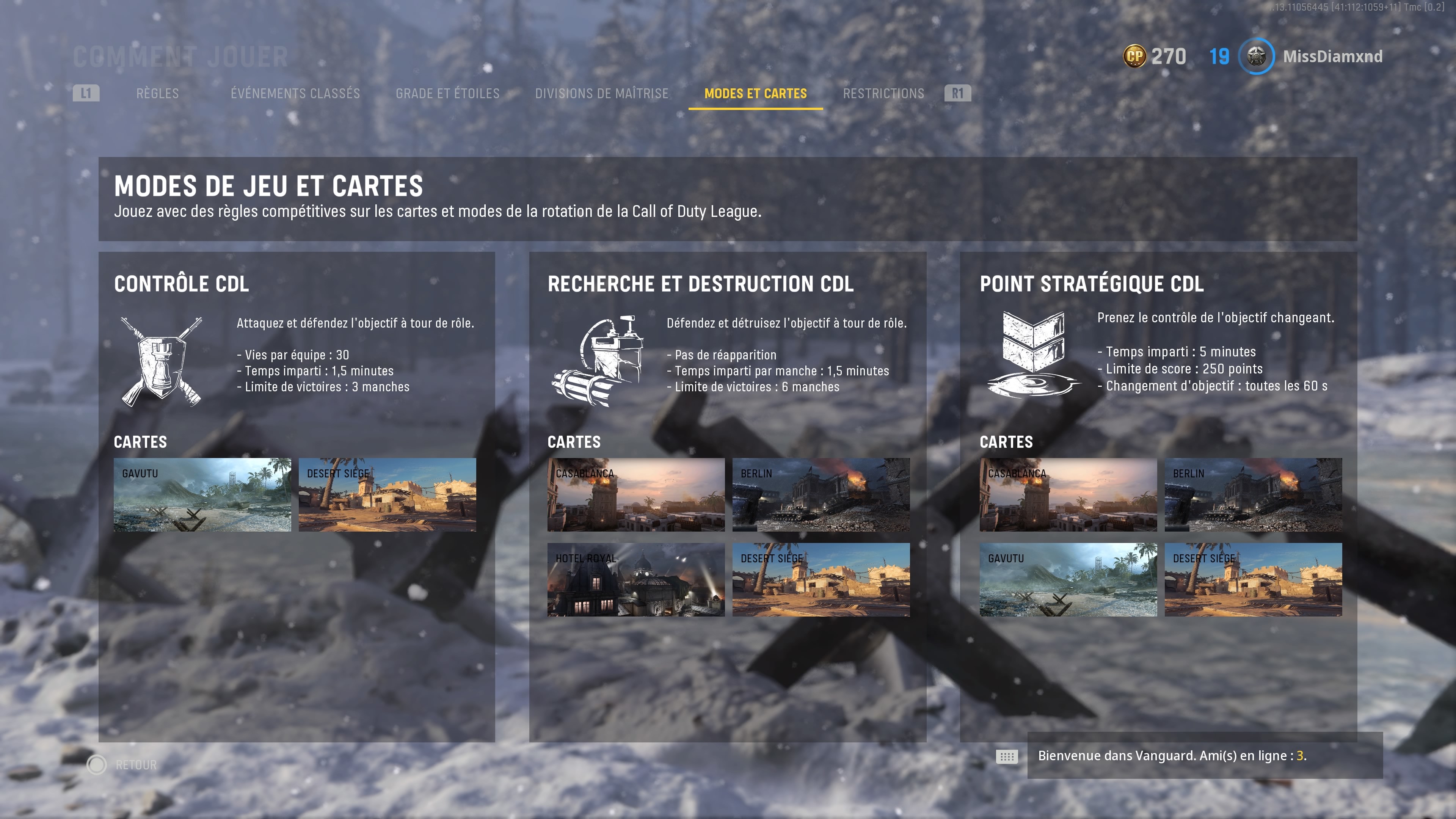 Vanguard : Configurations du mode Classé, maps, modes, restrictions ...