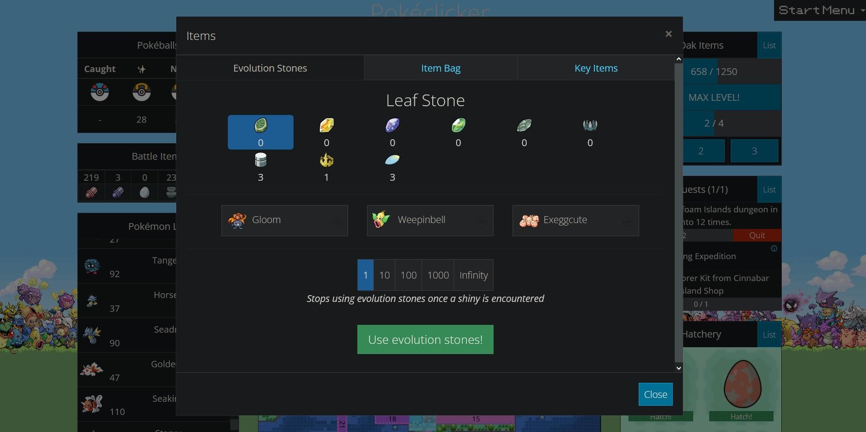 Pokeclicker : Tous les objets d'évolution pour obtenir les Pokémon ...