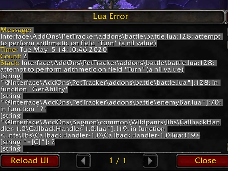 Error LUA WoW : Comment supprimer ce message d'erreur et d'où vient-il ...