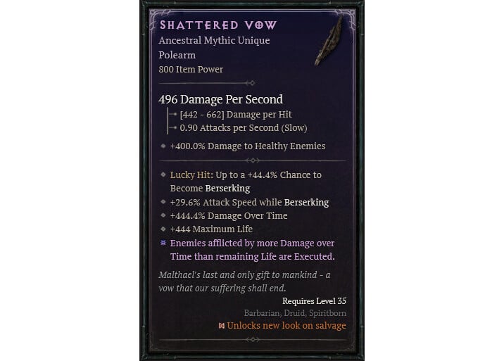 Nouveaux objets uniques et mythiques Diablo 4 Vessel of Hatred et ...